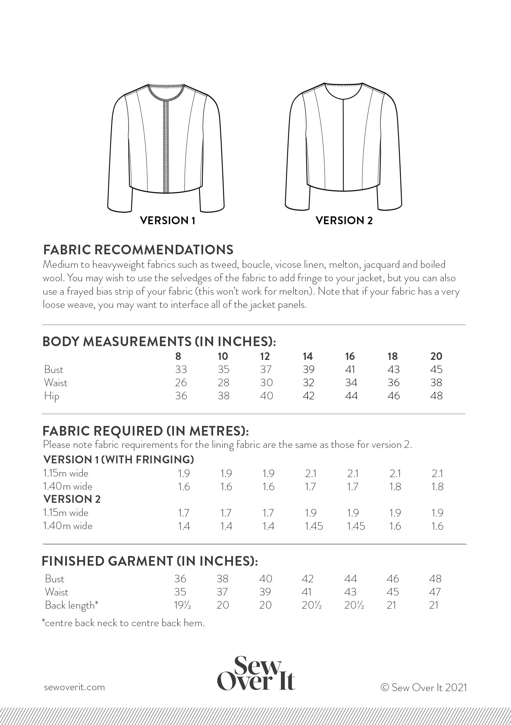 Coco Jacket Sewing Pattern - Sew Over It