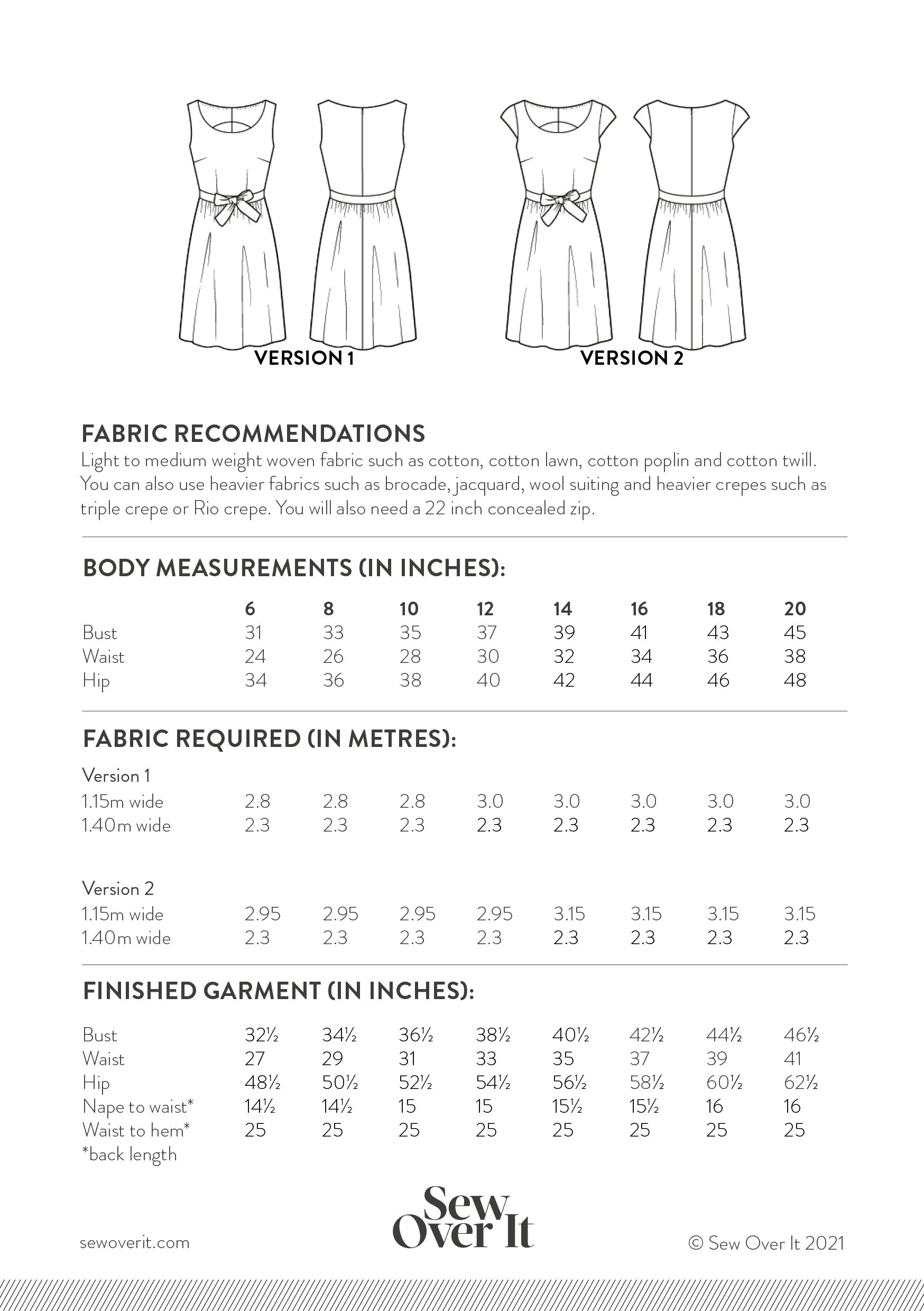 Grace Dress PDF Sewing Pattern - Sew Over It