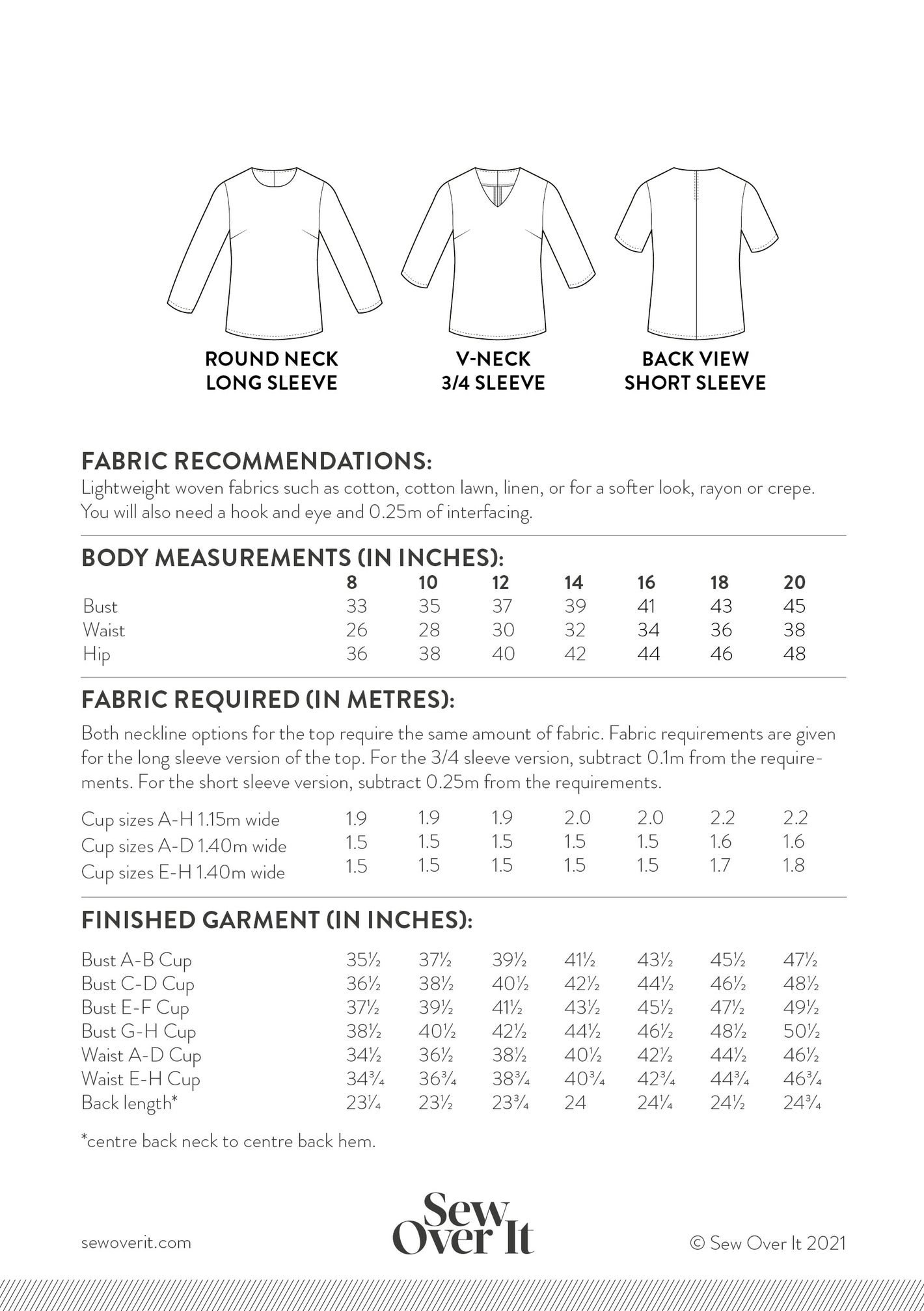 Whitley Top PDF Sewing Pattern - Sew Over It