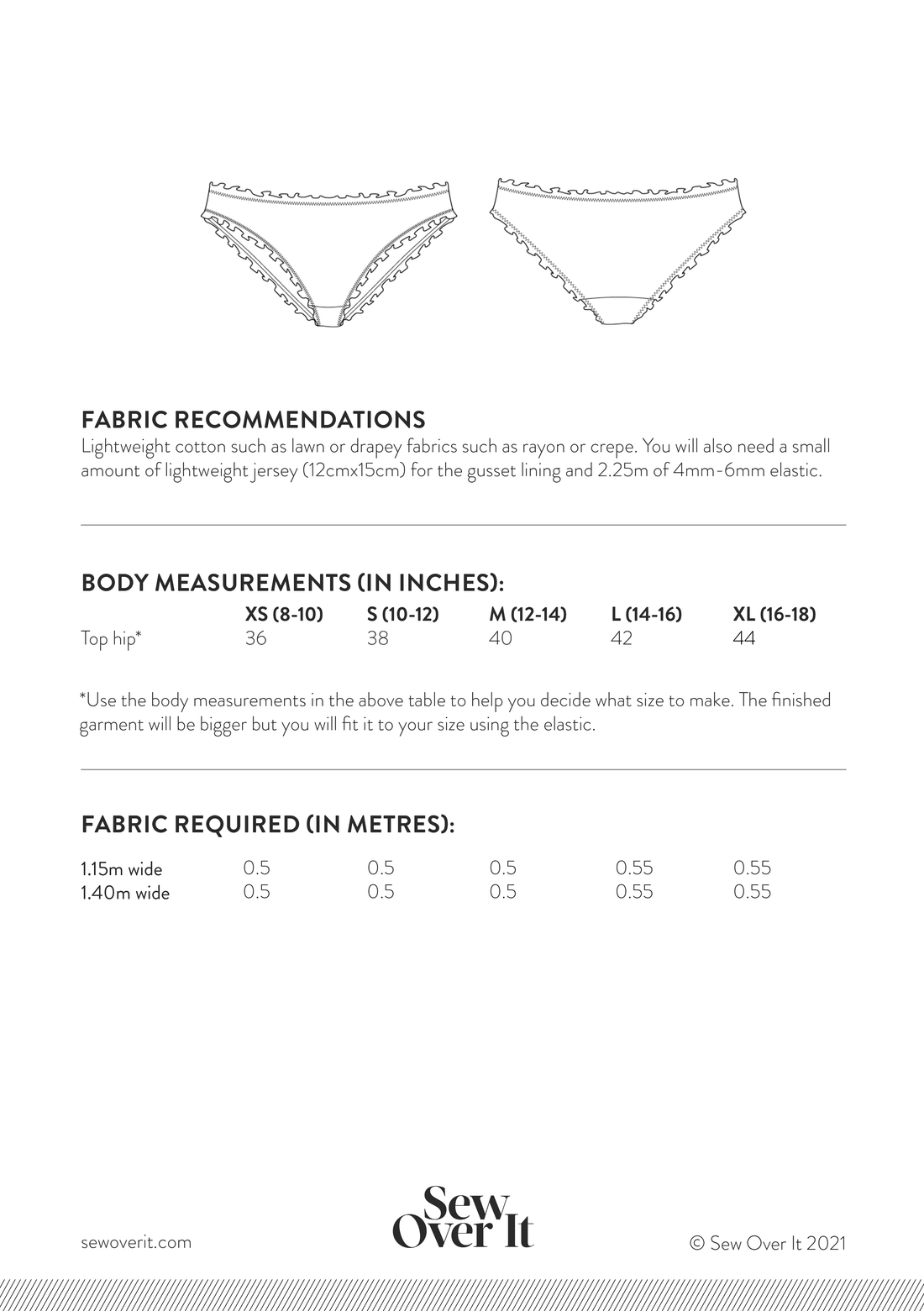 Knickers PDF Sewing Pattern - Sew Over It